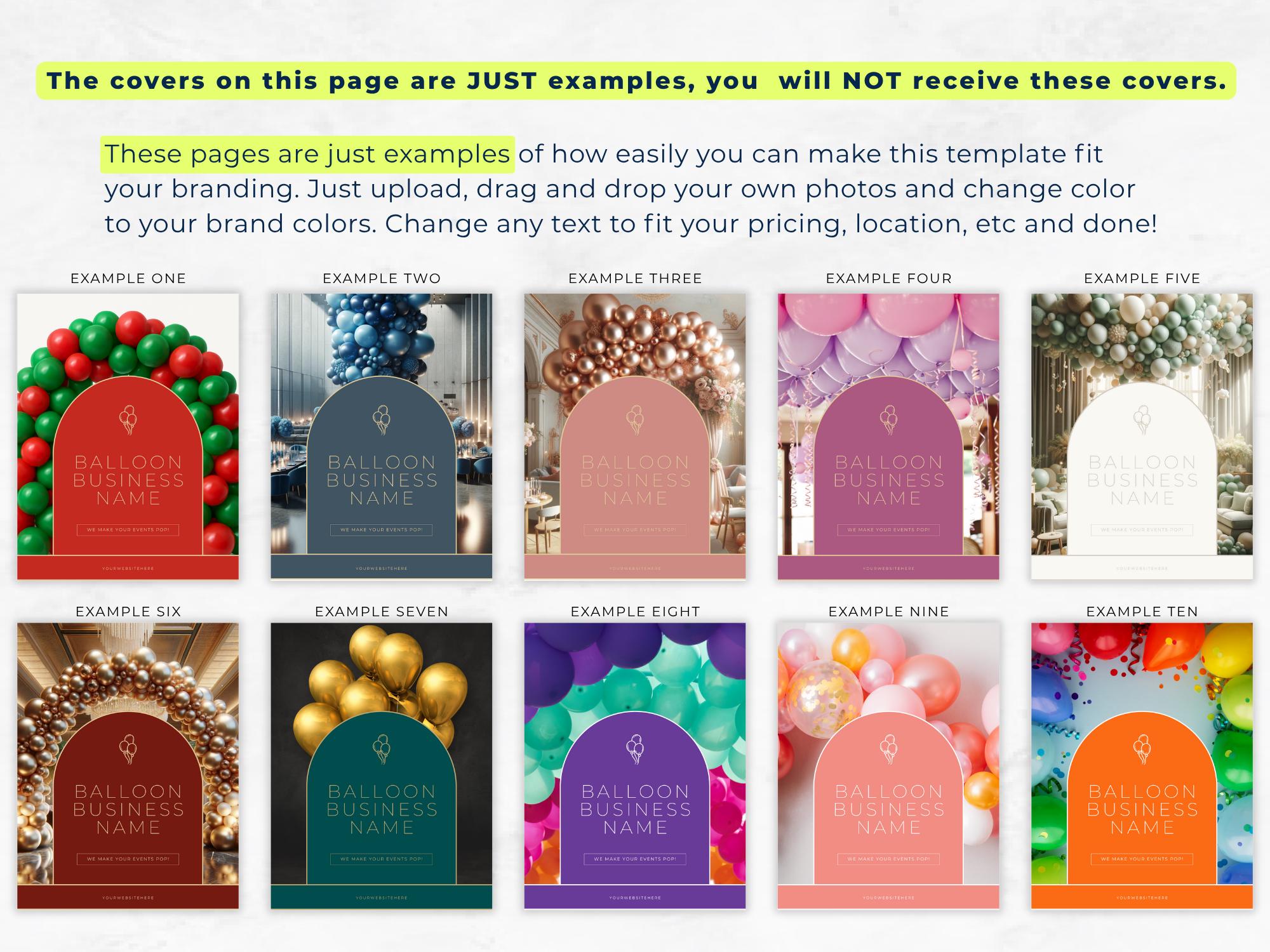 Luxe Balloon Business Pricing Menu Template, Editable Price List for ...