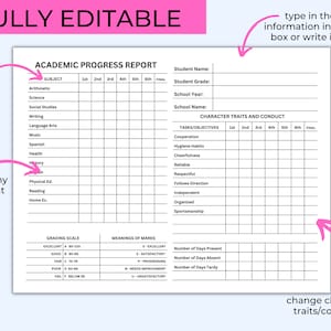Homeschool Report Card, Printable Report Card, Editable Report Card ...