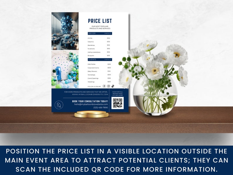 Balloon Decor Price List Template, Balloon Business Price List, Price ...