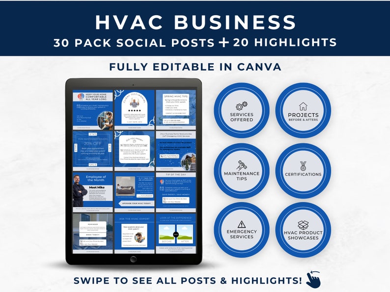 HVAC Social Media Post, Heating and Cooling Templates, Instagram ...