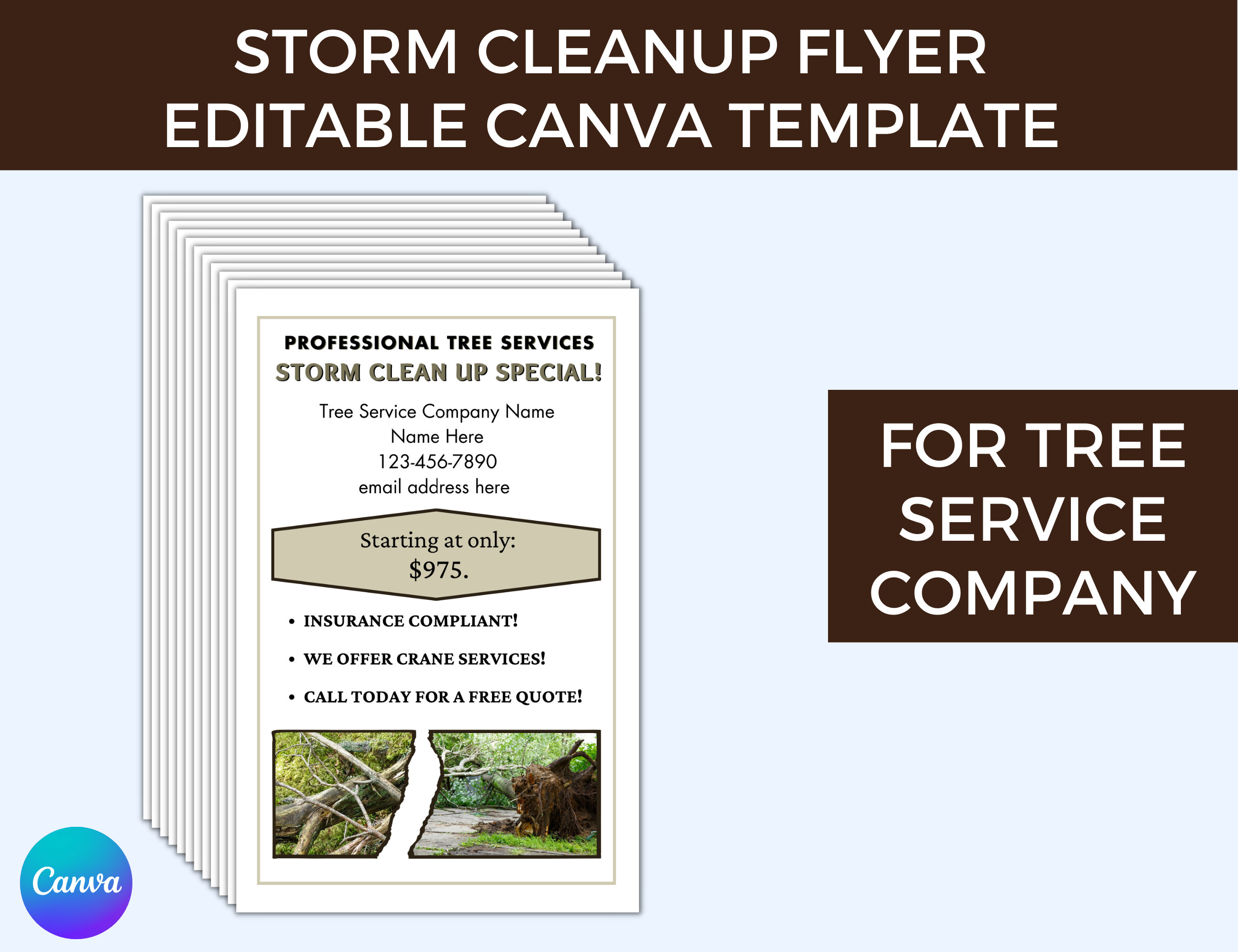 Editable Storm Cleanup Flyers, Tree Service Flyer Template, Tree Care ...