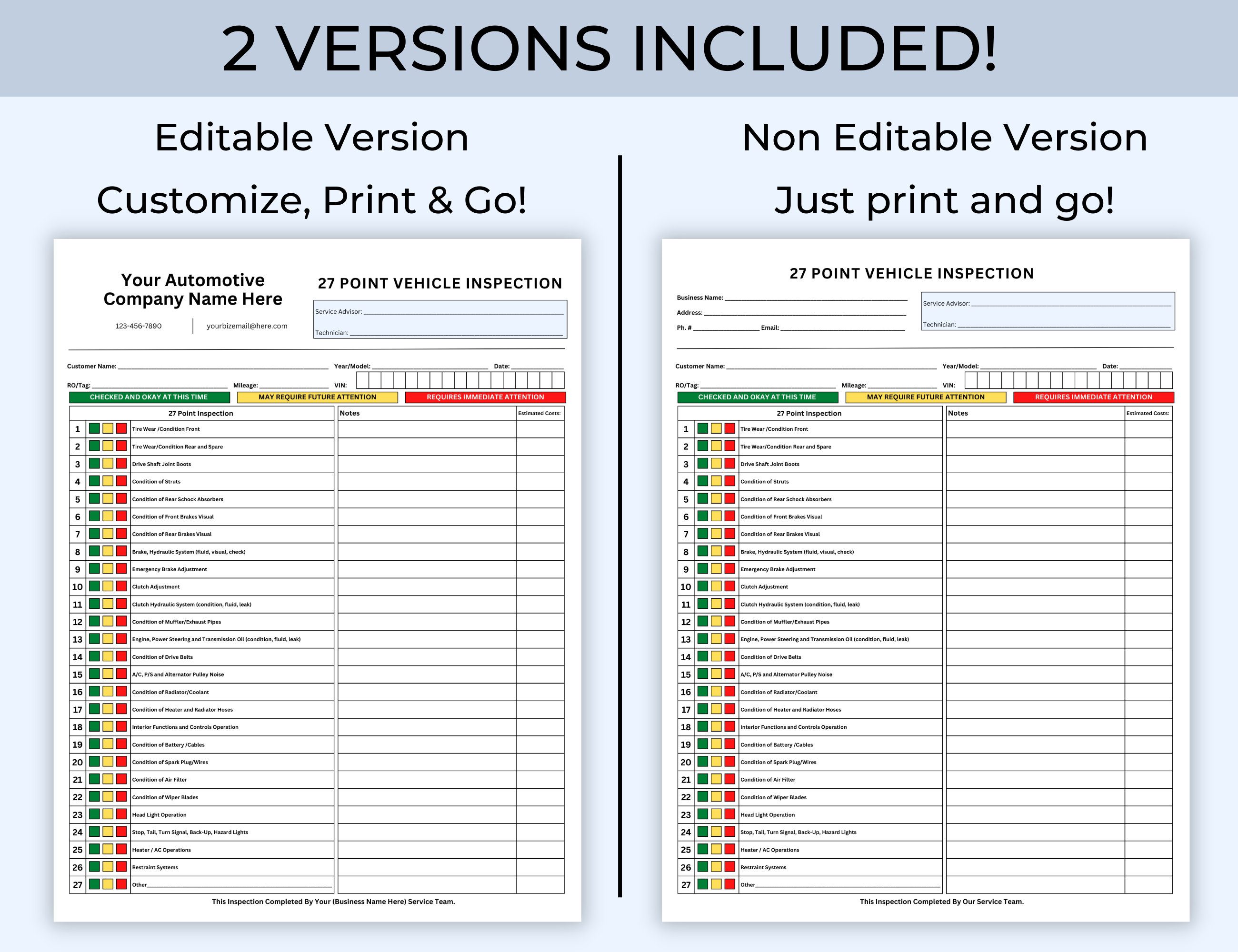 Vehicle Inspection Checklist, 27 Point Vehicle Inspection Checklist ...