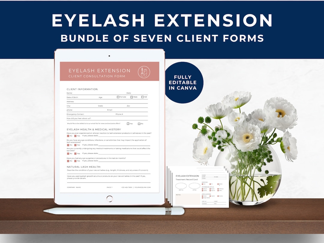 Eyelash Extension Consent Forms Bundle, Eyelash Extension Client Intake ...