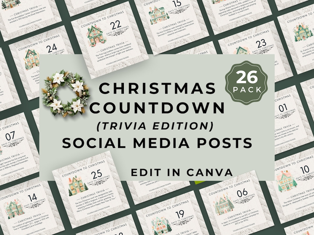 Christmas Social Media Posts, Christmas Countdown, Editable Social ...