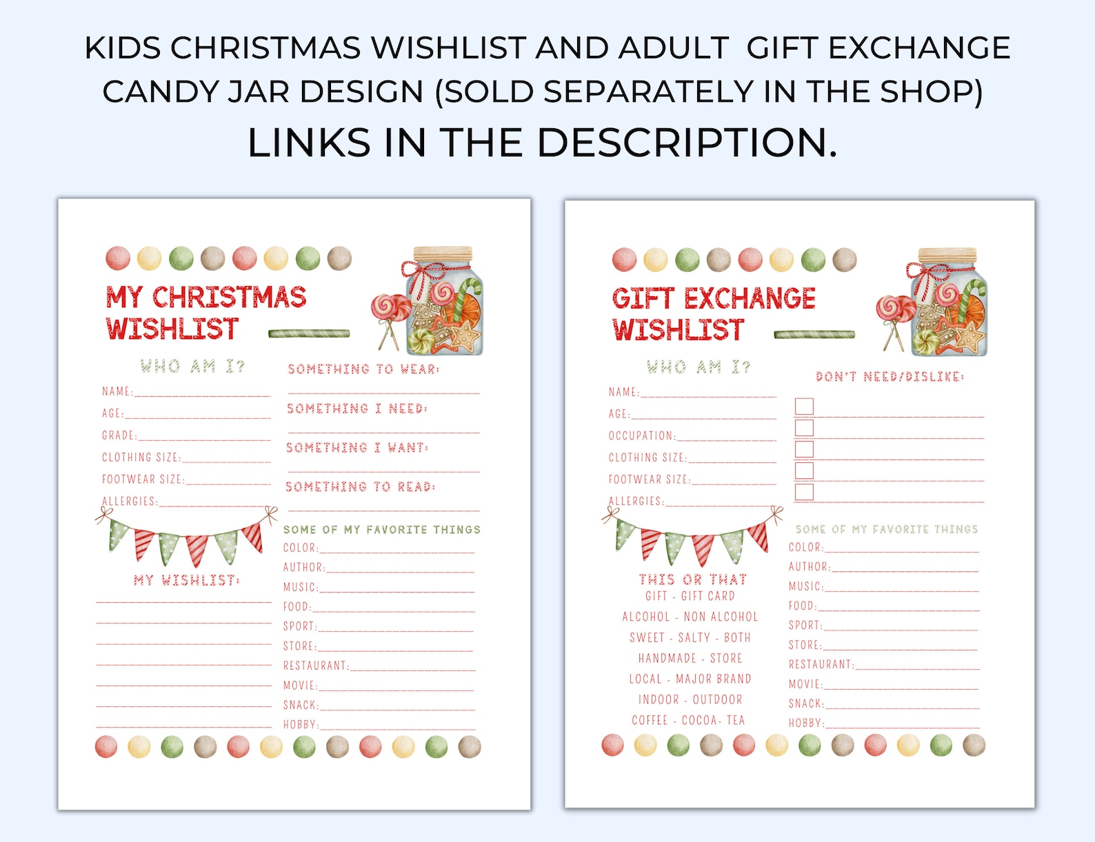 Secret Santa Questionnaire, Christmas Wishlist, Printable Gift ...