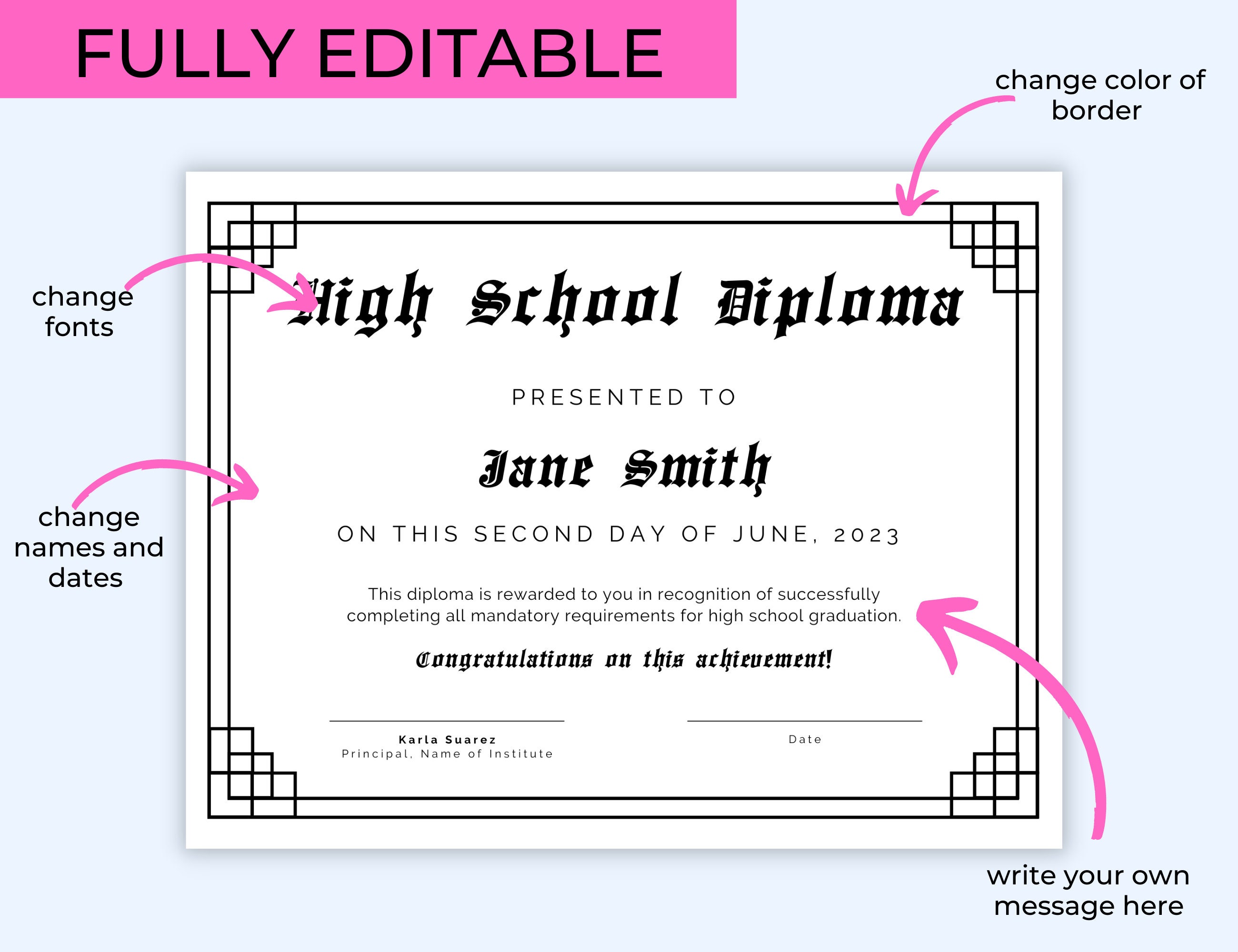 Homeschool High School Diploma, Graduation Certificate, High School ...