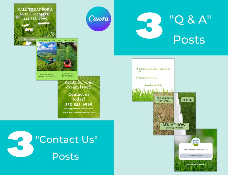 Landscaping Instagram Templates Landscaper Social Media Lawn | Etsy