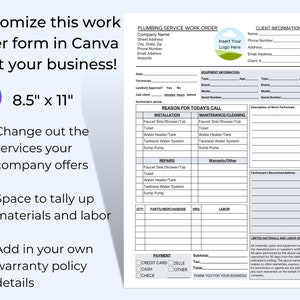 Plumbing Work Order, Plumbing Company Templates, Plumbers Work Order ...