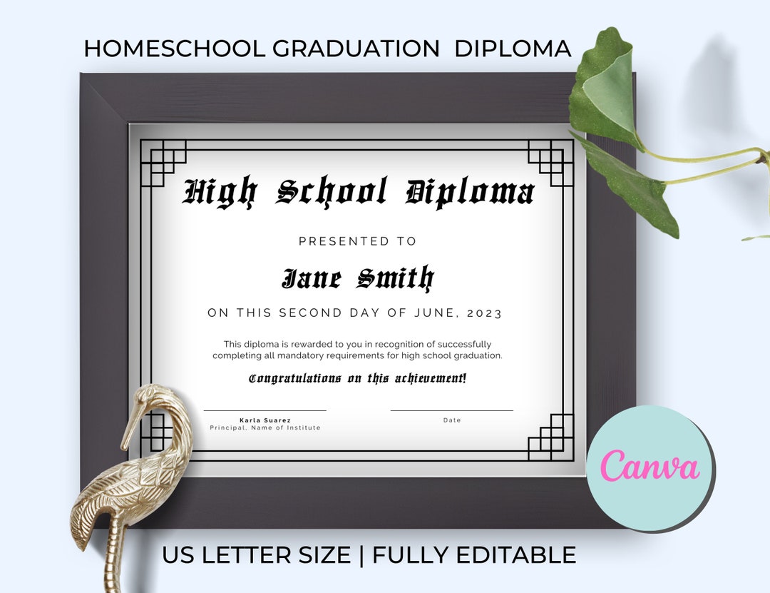 Homeschool High School Diploma, Graduation Certificate, High School ...
