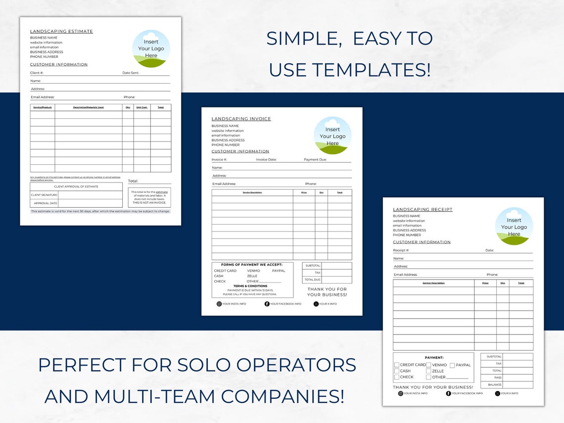 Landscaping Estimate, Invoice Template Landscaping, Lawn Care Receipt ...