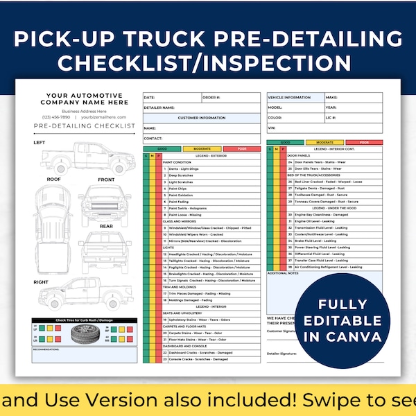 Pre detailing truck inspection checklist for auto detailers ...