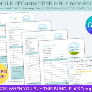 Order Form Template, Editable Packing Slip, Printable Receipt, Canva ...