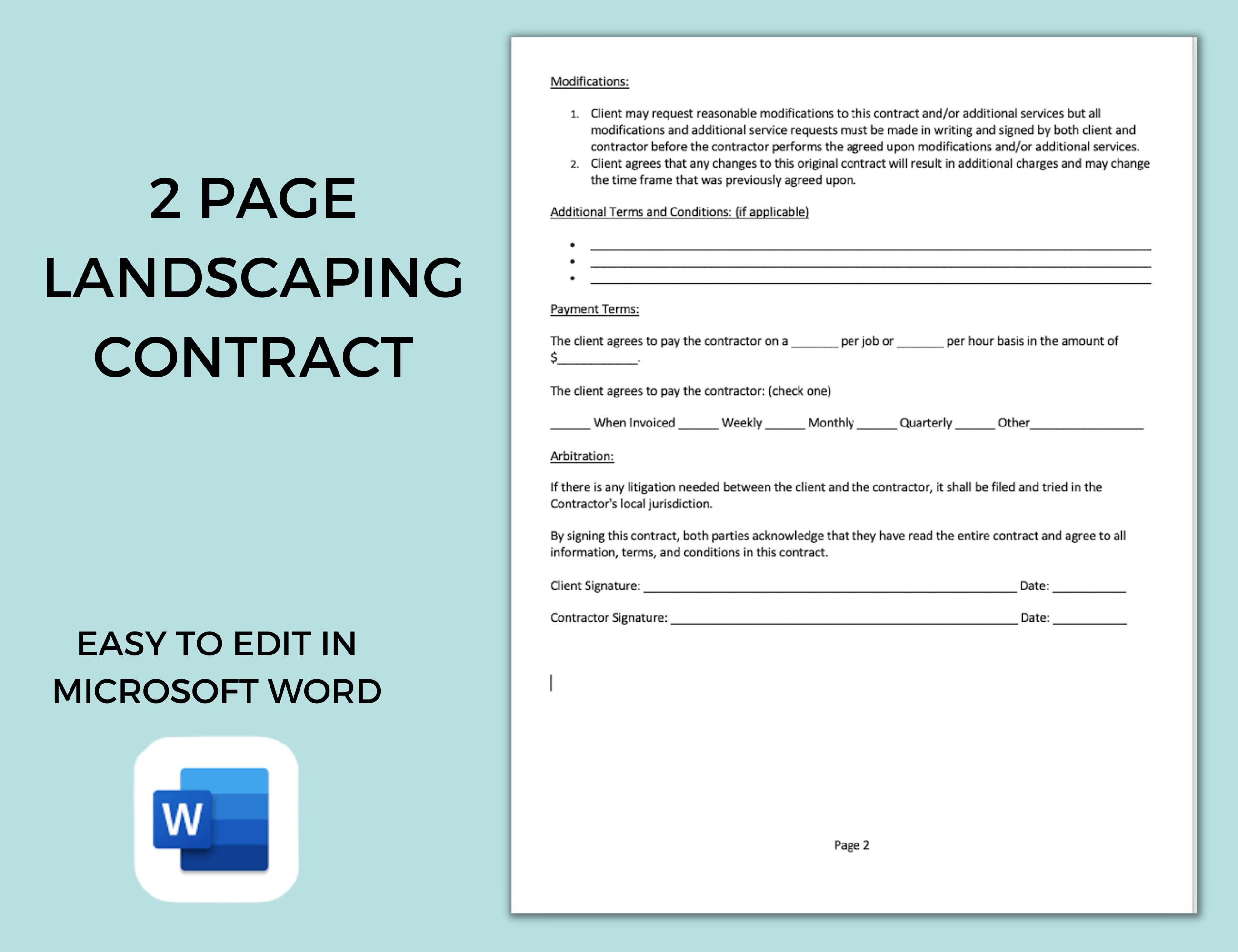 Landscape Contract, Residential Lawn Maintenance Contract, Lawn Mowing ...