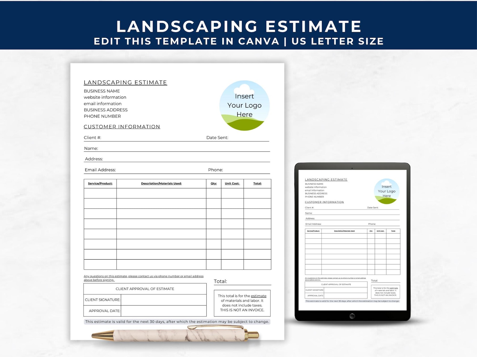Landscape Estimate Template, Solo Operator Lawn Care, Landscaping ...