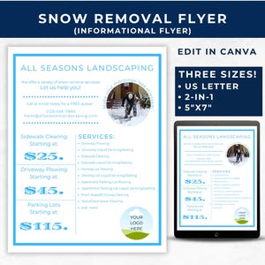 Editable Snow Plowing Flyers, Snow Blowing Flyer, Snow Removal Flyer ...