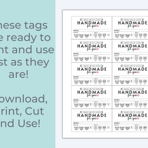 Printable Care Tag, Care Labels, Handmade for You, Washing Instructions ...