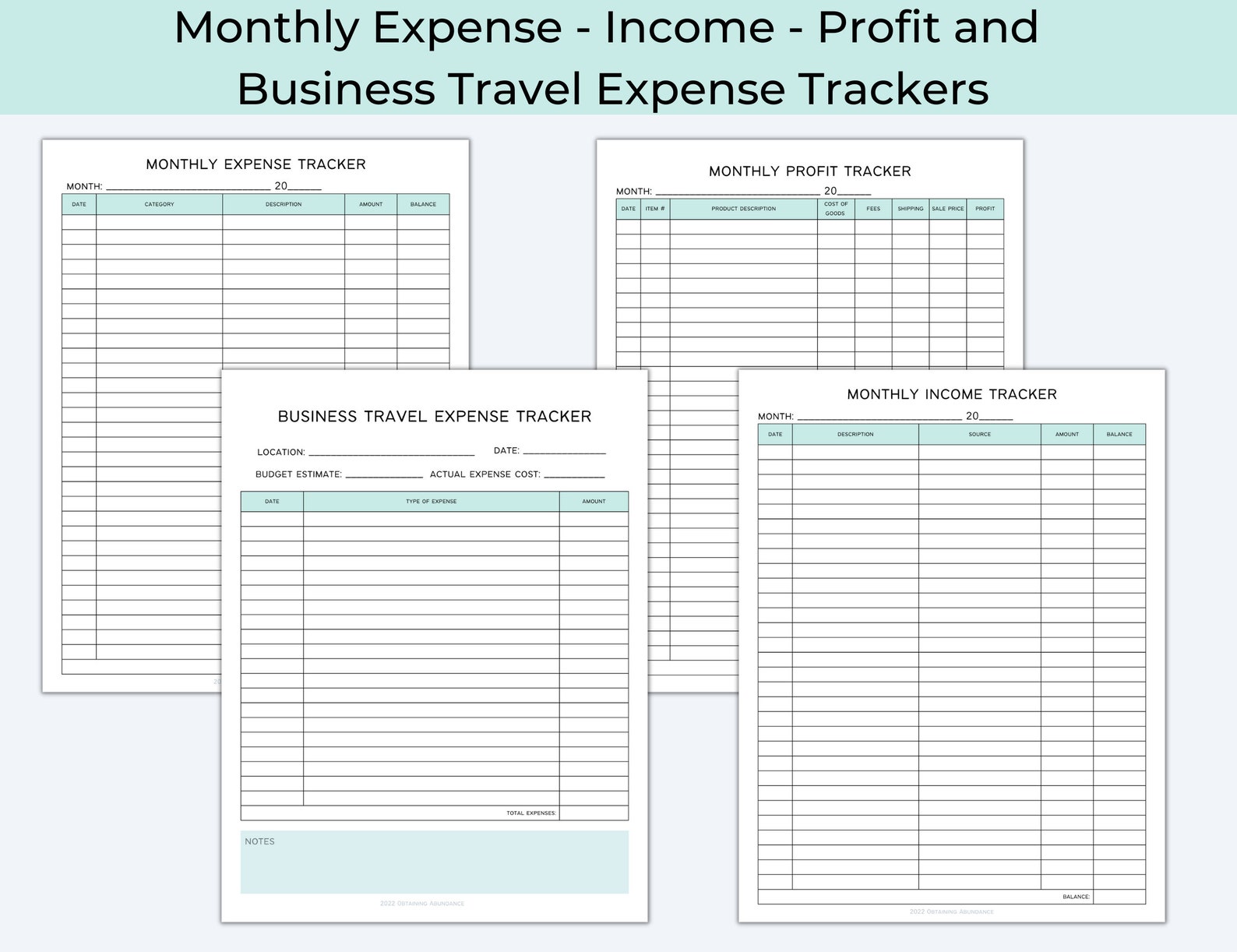 Checking Register, Profit and Expense Tracker, Business Travel Expense ...