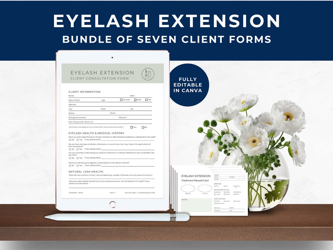 Eyelash Extension Consent Form Bundle, Eyelash Extension Client Intake ...