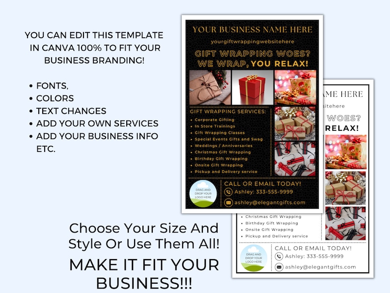 Gift Wrapping Flyer Template, Present Wrapping Service, Editable ...