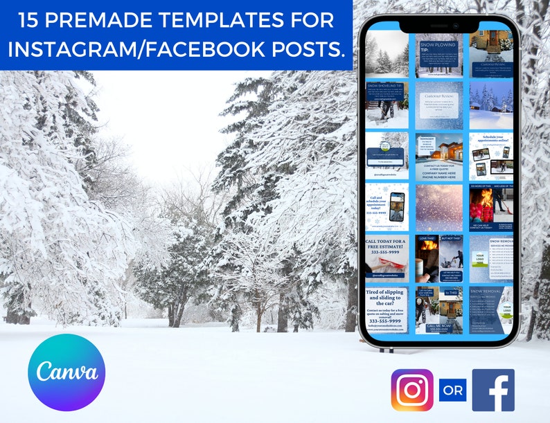 Snow Plowing Instagram Post, Snow Removal Facebook Post, Canva Editable ...