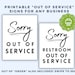 Printable Out of Service Sign, Out of Order Sign, Small Business ...