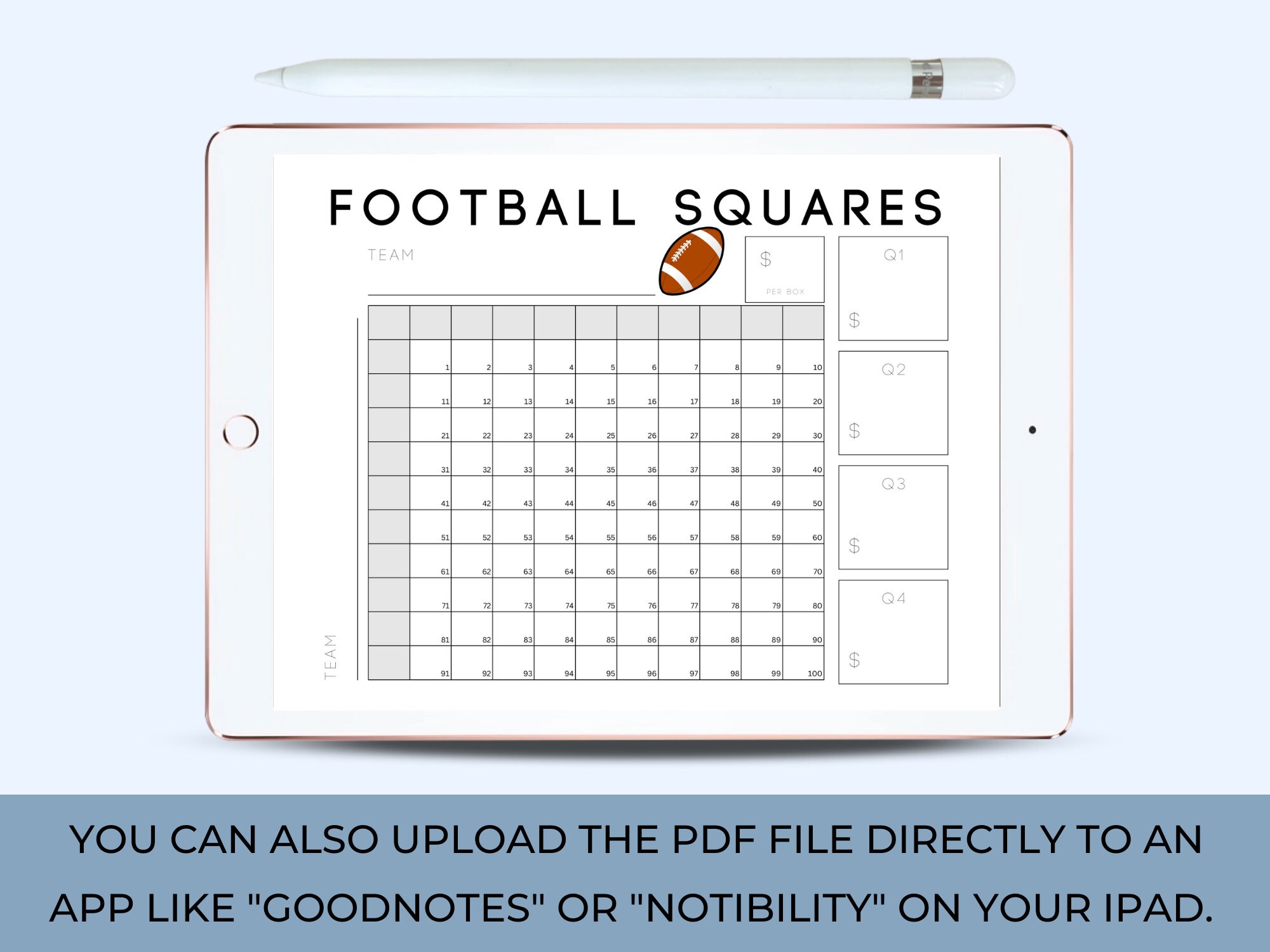 Football Squares, Printable Football Squares, Football Fundraiser ...