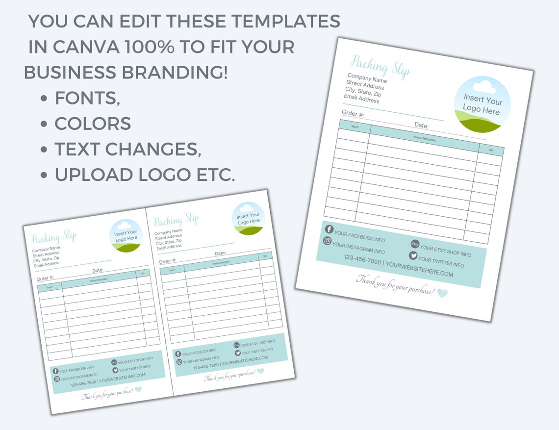 Packing Slip, Packing Slip Template, Packing List, Printable Shipping ...