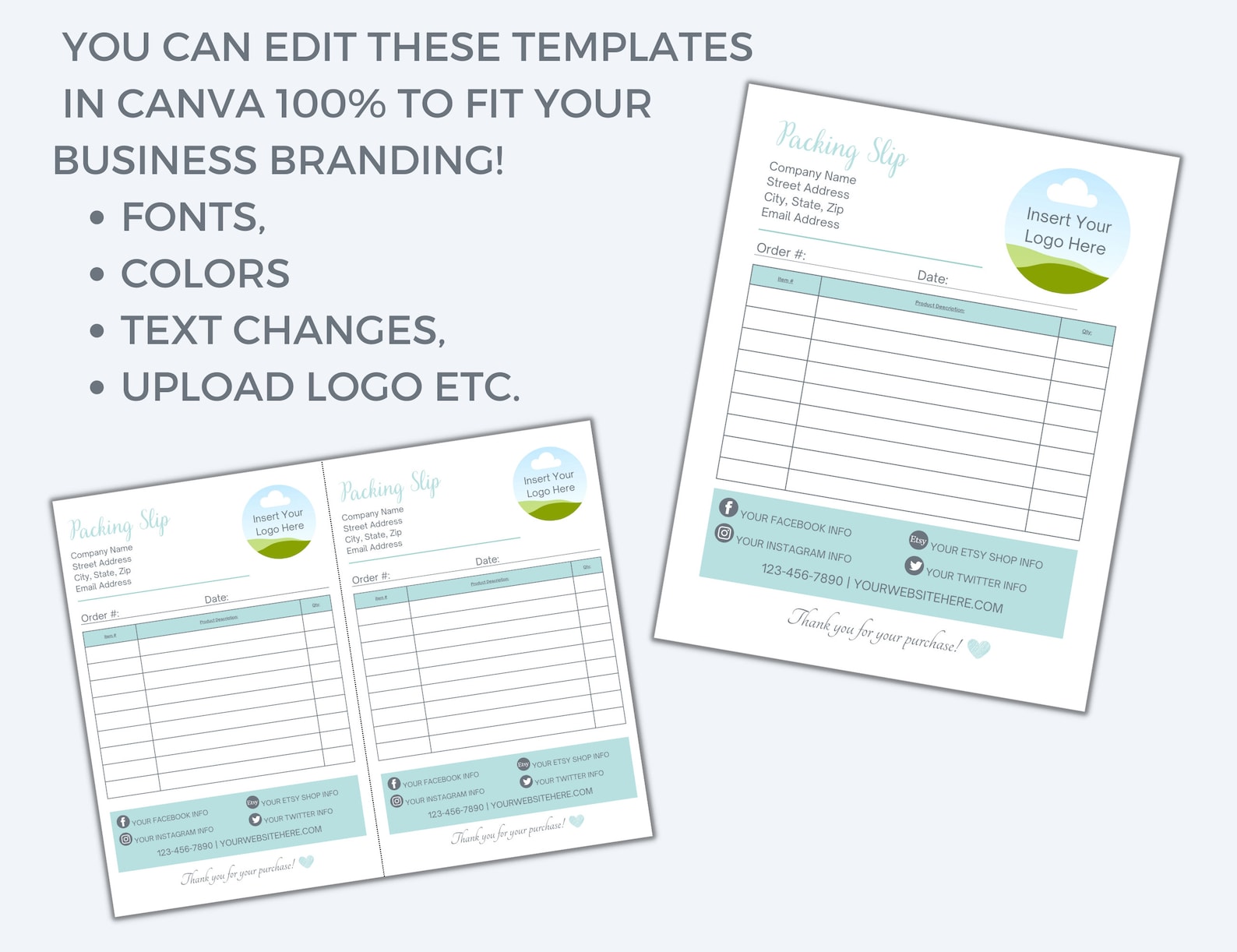 Packing Slip, Packing Slip Template, Packing List, Printable Shipping ...