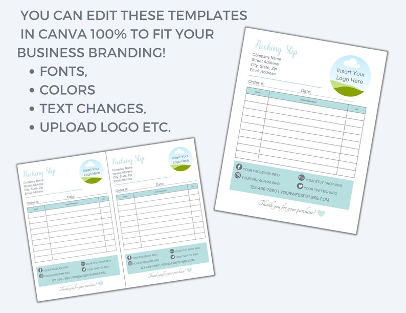 Packing Slip, Packing Slip Template, Packing List, Printable Shipping ...