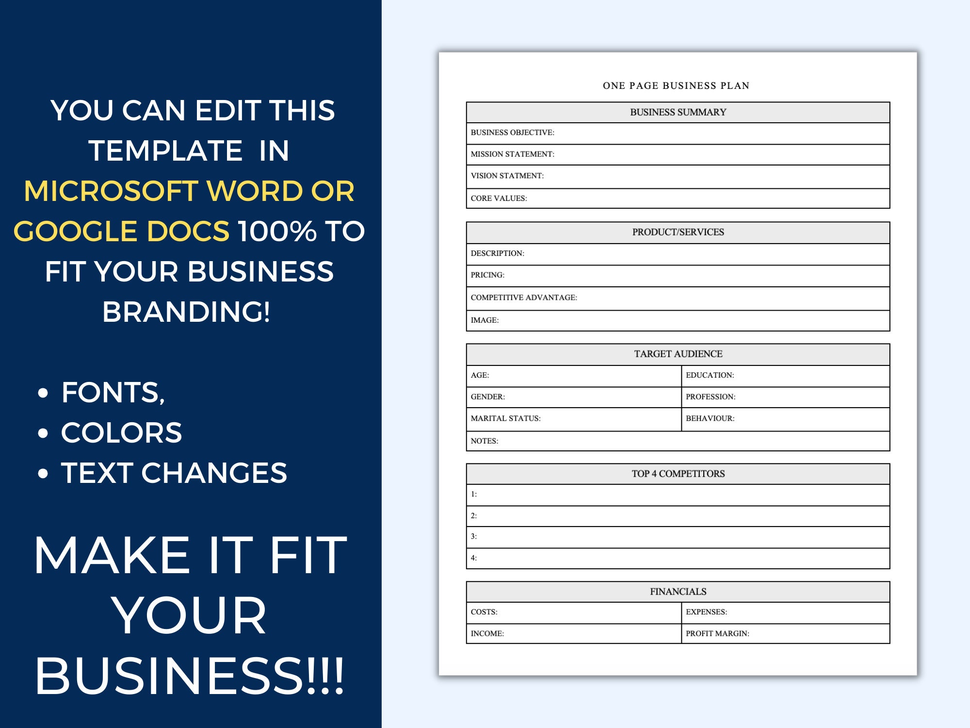 Microsoft Word Business Plan Template, Business Plan Template in Word ...