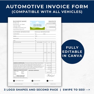 Automotive Invoice Template, Repair Shop Invoice, Mechanic Invoice ...