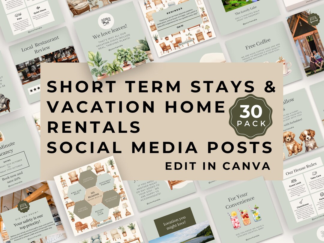 Customizable Social Media Posts, Short Term Rental, Air BNB Instagram ...