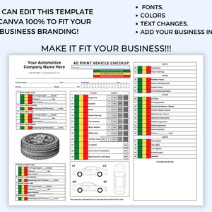 Vehicle Inspection Checklist, 40 Point Vehicle Checkup, Editable ...