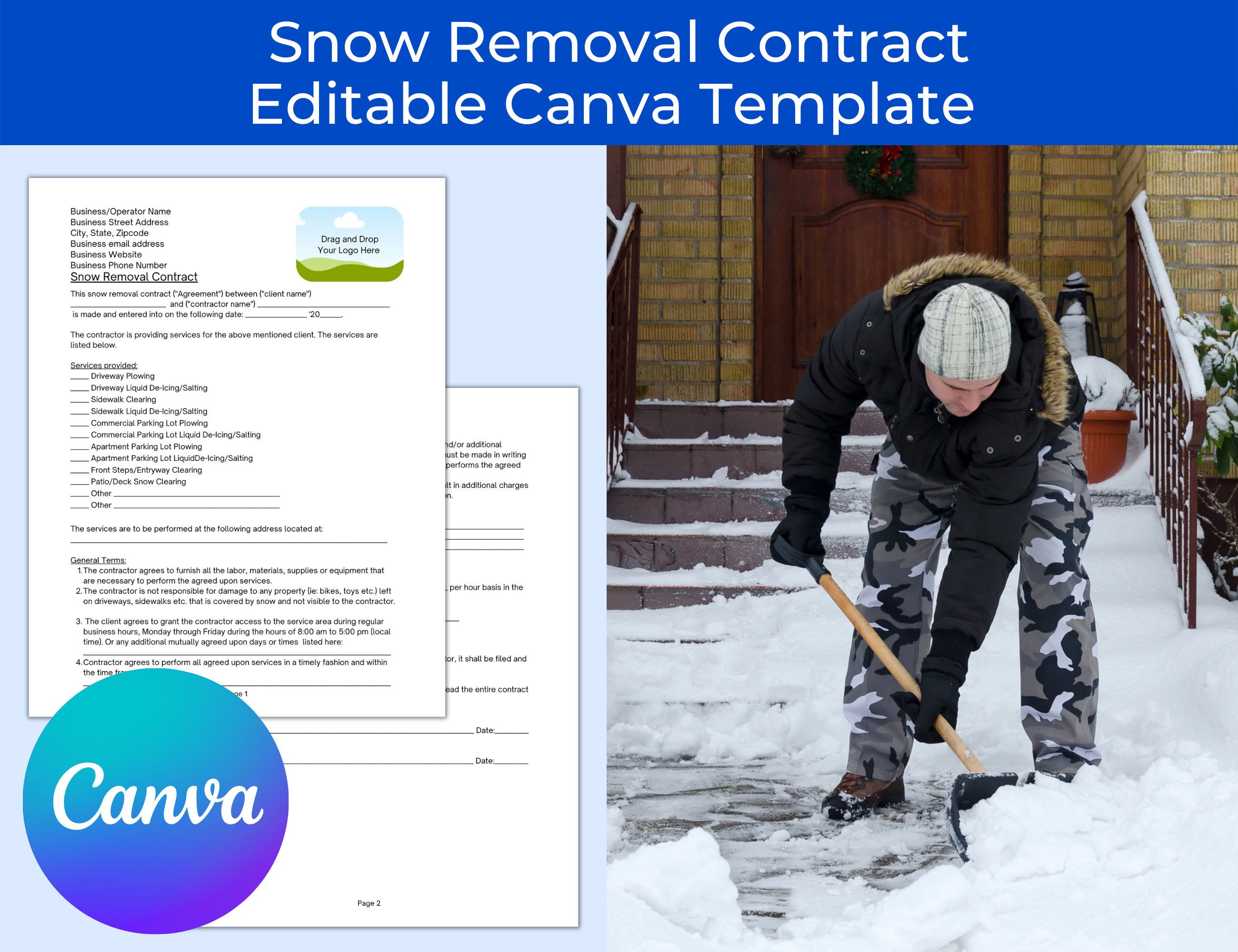 Snow Removal Contract, Residential Snow Plowing Contract, Snow Blowing ...
