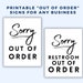 Printable Out of Service Sign, Out of Order Sign, Small Business ...