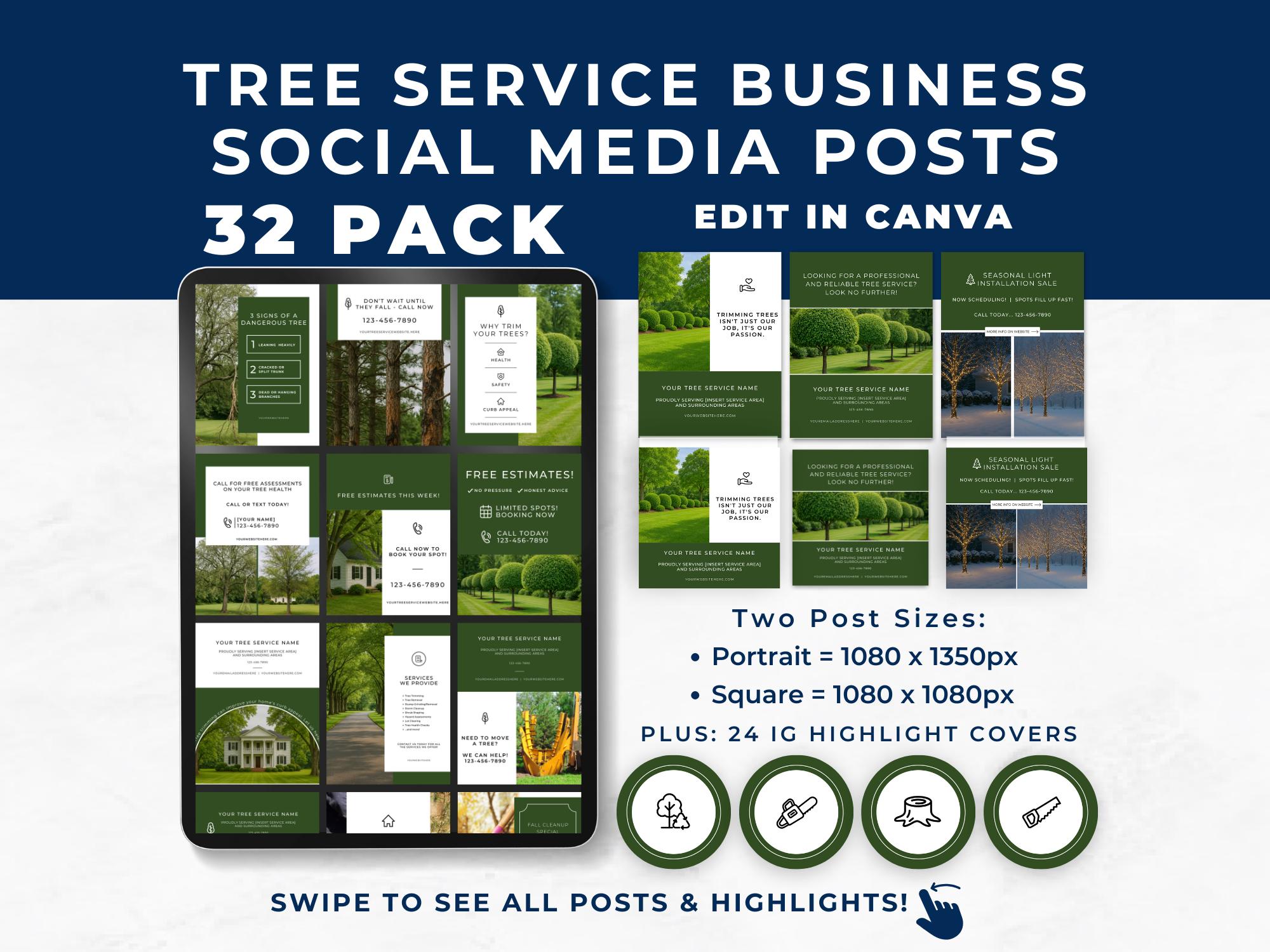 Tree Service Business, Tree Trimming Company, Social Media Templates ...