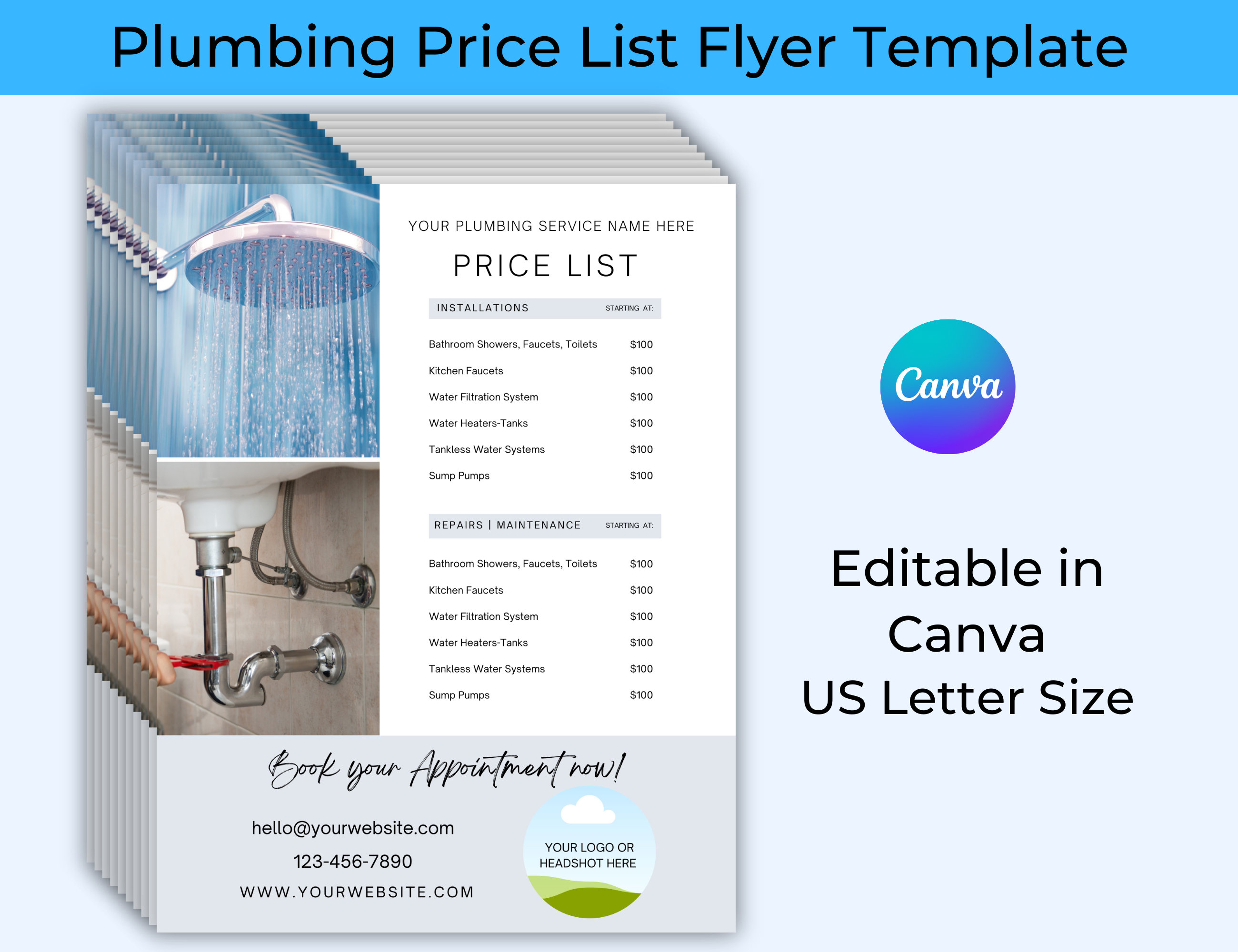 Plumbing Price List, Plumbing Company Templates, Price List for ...