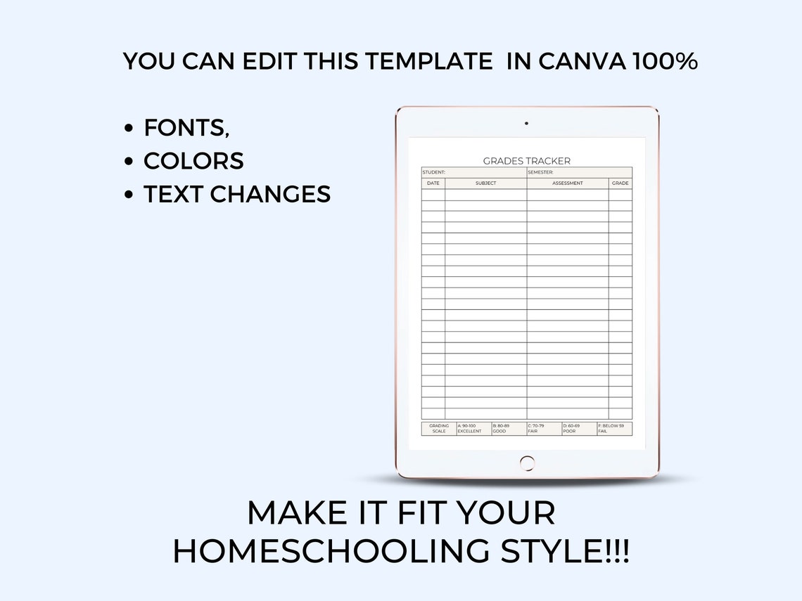 Grade Tracker, Grading Scale, Homeschool Grade Book, Student Grade ...