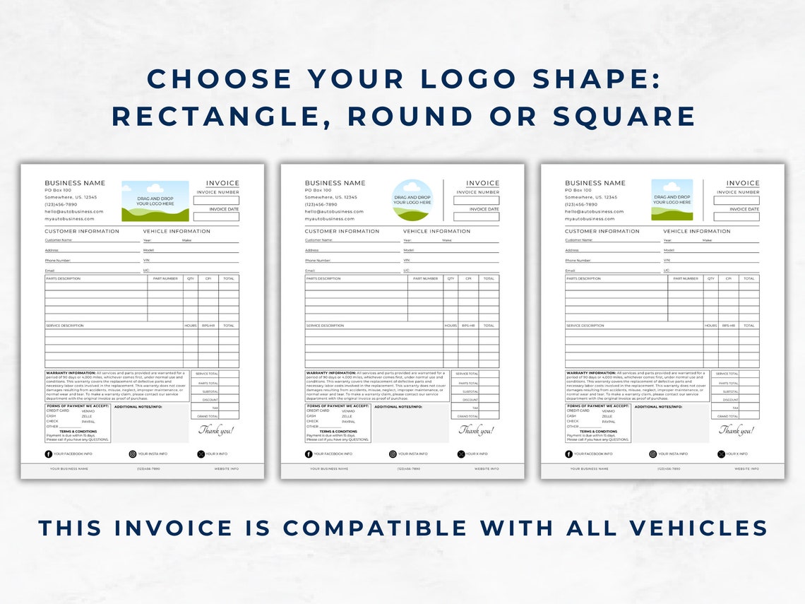 Automotive Invoice Template, Repair Shop Invoice, Mechanic Invoice ...
