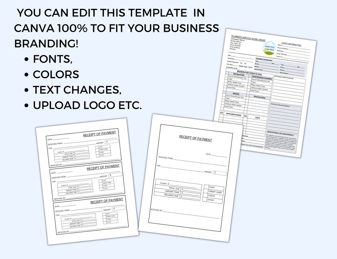Plumbing Work Order, Plumbing Company Templates, Plumbers Work Order ...
