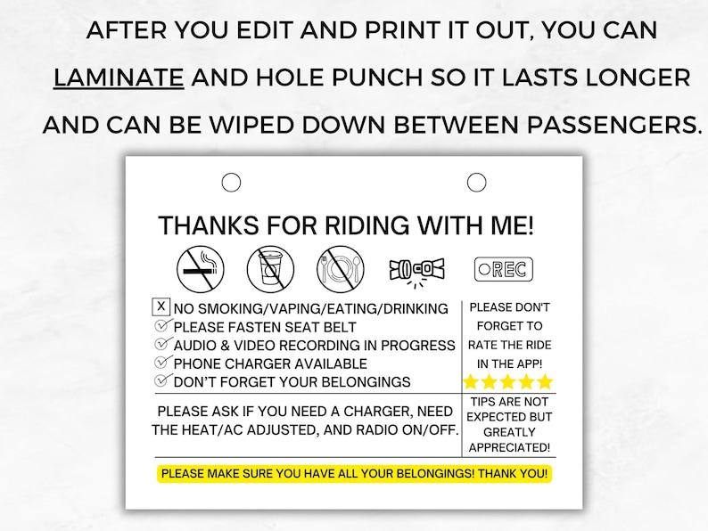 Printable Rideshare Sign, Rideshare Editable Template, Uber Sign, Lyft ...