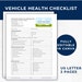 Vehicle Health Checklist, Auto Performance Log, Car Care Record ...