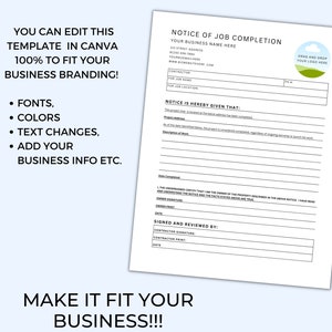 Notice of Job Completion Template, Job Completion Letter, Project ...