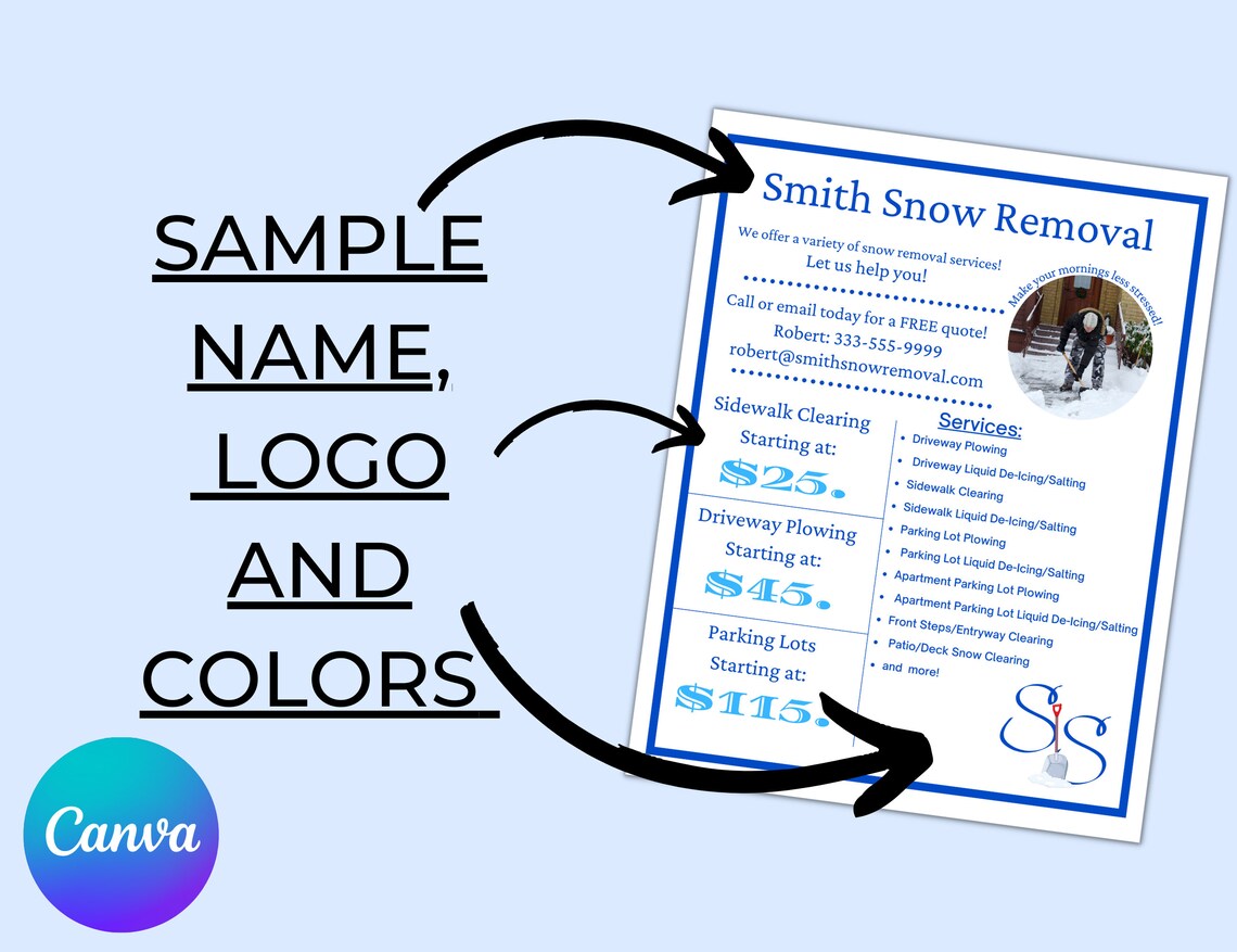 Editable Snow Plowing Flyers, Snow Blowing Flyer, Snow Removal Flyer ...