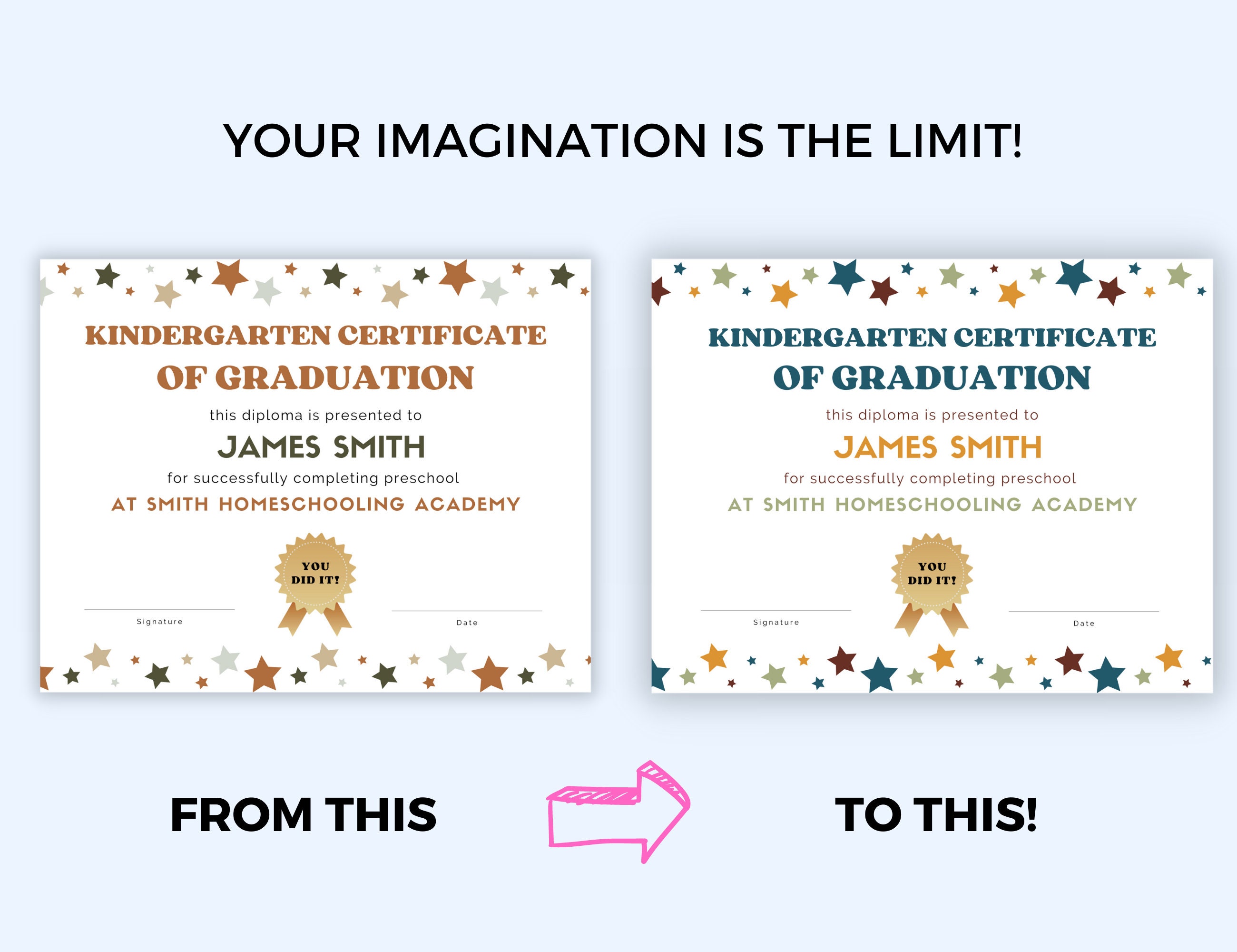 Kindergarten Diploma Template, Printable Kindergarten Graduation ...