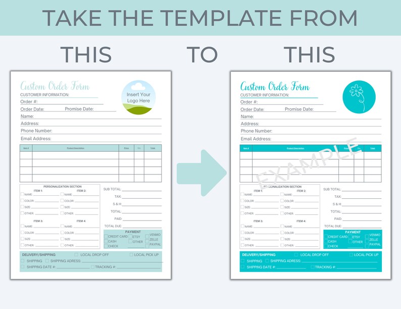 Custom Order Form Template, Purchase Order Form, Editable Canva ...