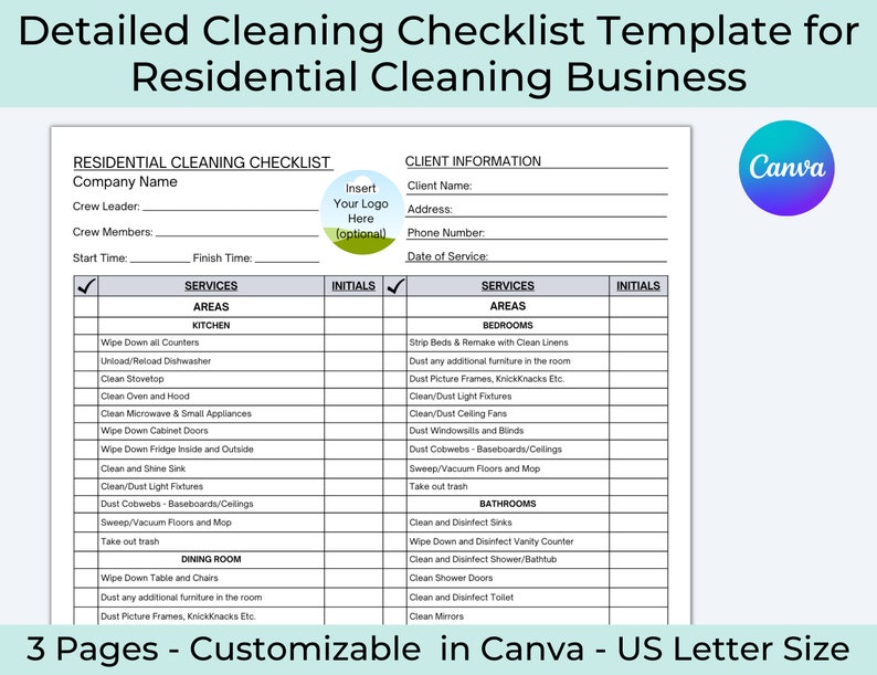 Cleaning Checklist, Cleaning Frequency Chart, Cleaning Schedule ...