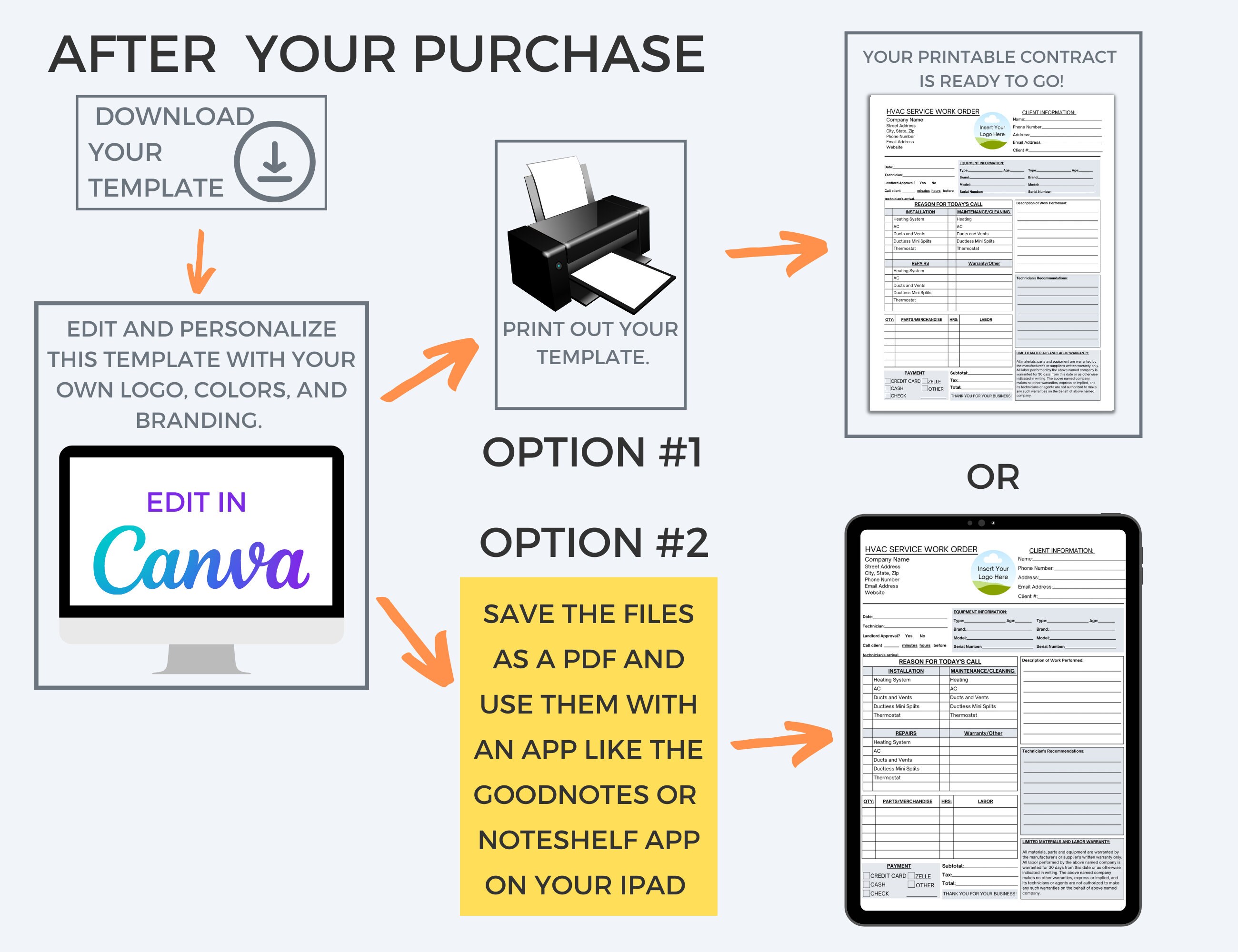 HVAC Service Work Order, HVAC Work Order, Heating and Cooling Work ...