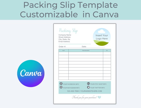 Packing Slip Packing Slip Template Packing List Printable - Etsy