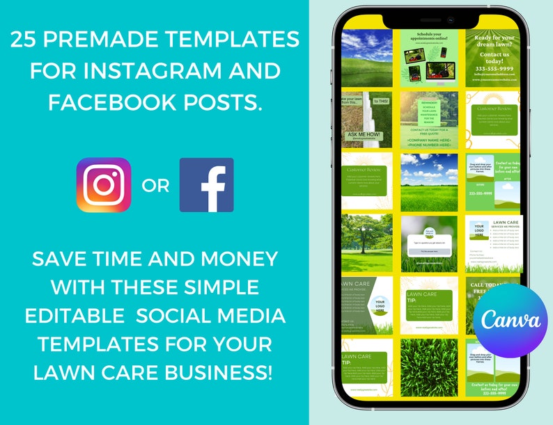 Landscaping Instagram Templates Landscaper Social Media Lawn | Etsy